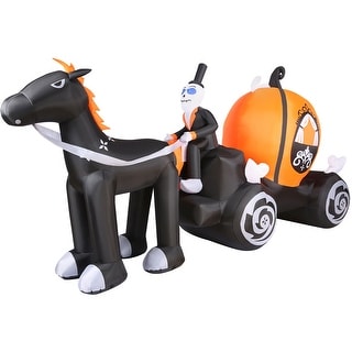 Haunted Hill Farm 6-Ft. Tall Pre-lit Inflatable Halloween Carriage - N ...