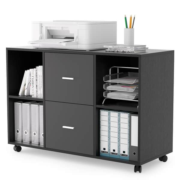 Mobile Lateral File Cabinet Printer Stand with 2 Drawers - Bed Bath ...