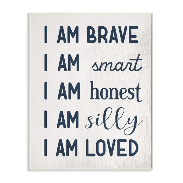 Stupell I am Loved Family Kids Word Blue Design Wood Wall Art - Bed ...