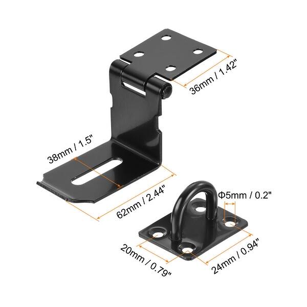 Padlock Latch, Stainless Steel 90 Degree Barn Door Hasp Lock, Black ...