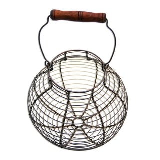 Novica Handmade Round Cage Aluminum Decorative Basket - Bed Bath ...