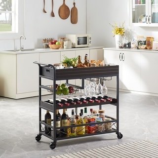 Utopia Alley Bar Cart for Home, 3 Tier Wine Cart with Wheels Bar ...