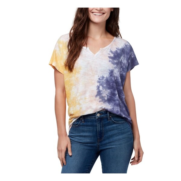 WILLIAM RAST Womens Purple Tie Dye Short Sleeve V Neck Top Size M ...