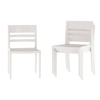 Commercial All-Weather Resin Stack Chair with Slatted Backrest-Set of 4 ...