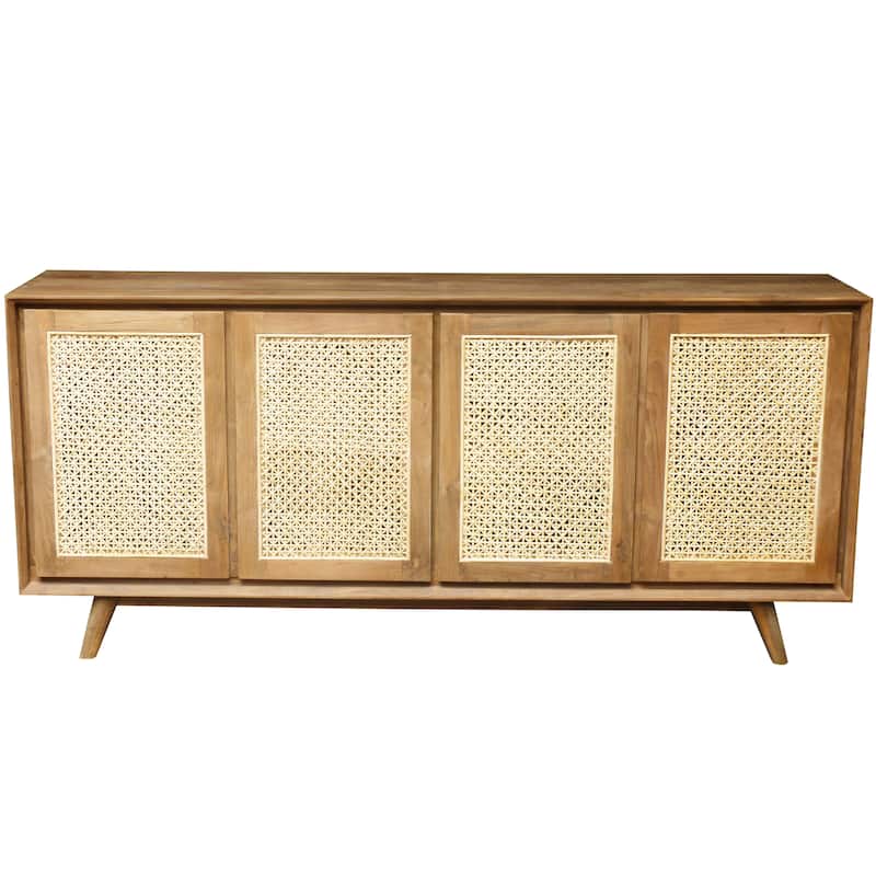 Recycled Teak Wood West Indies Cane Chest with 4 Doors - Overstock ...