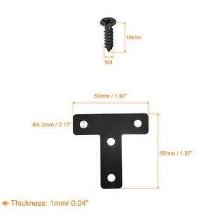 T Shape Bracket, 50x50x1mm Carbon Steel Mending Plates w Screws 8Pcs ...