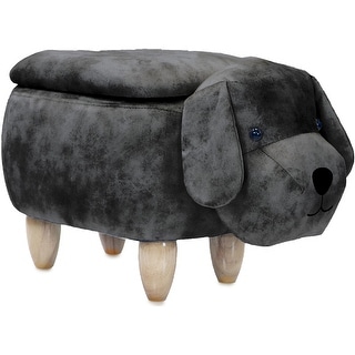 Critter Sitters 15-In. Seat Height Dark Gray Dog Animal Shape Storage ...