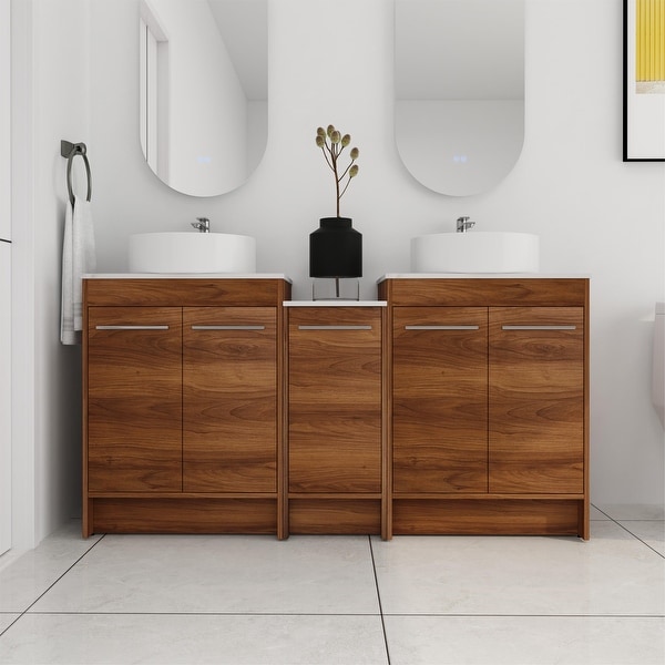 Vanity Art Bathroom Vanity with Ceramic Sink and Engineered Marble Top ...