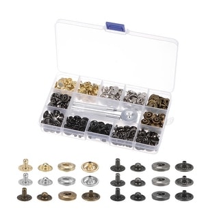 90 Sets Snap Fasteners Kit 12.5mm 6 Colors with 4 Setter Tools & Box ...