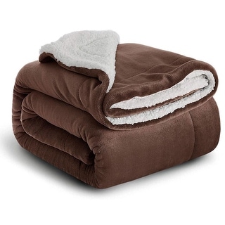 50" x 60" 400 Gsm Throws Sherpa Fleece Blanket Reversible Coffee - Bed ...