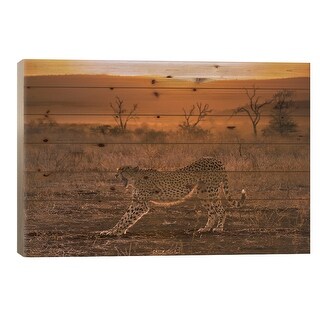 Cheetah At Sunset Print On Wood by Robin Scholte - Multi-Color - Bed ...