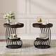 2 Tiers Round End Table with Shelf Storage, Arc-Shaped Side Sofa Table ...