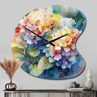 Designart - Blue Green Hydrangea - Hydrangea Wall Clocks in ...