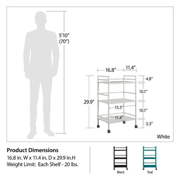 Marshall 3-Shelf Rolling Storage Cart - White - Bed Bath & Beyond ...