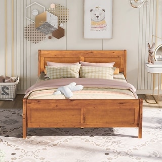 Queen Wood Platform Sleigh Bed Frame with Headboard for Guest Living ...