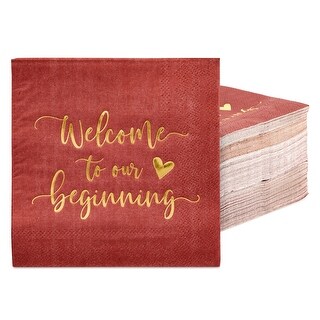 100 Pack Burgundy Wedding Cocktail Napkins Bulk for Reception, Welcome ...