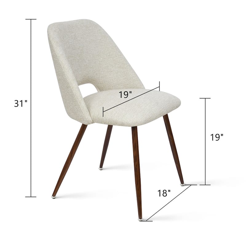 Upholstered Modern Cutout Back Dining Chair with Walnut Leg（Set of 4 ...