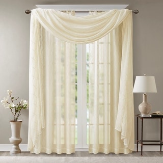 Diamond Sheer Embroidered Window Scarf - Bed Bath & Beyond - 42738028