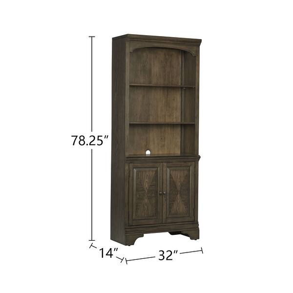 Three-shelf Wood Bookcase with Cabinet in Burnished Oak - Bed Bath ...