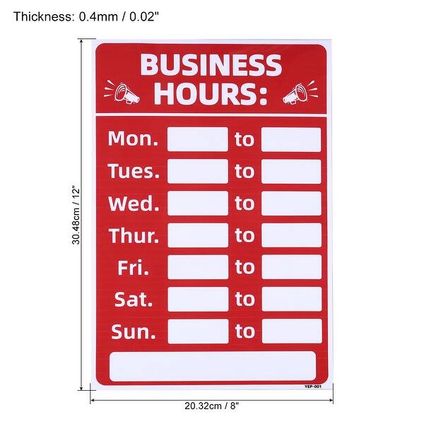 Business Hour Sign PVC Self Adhesive Operation Hour Sticker Door Decor ...