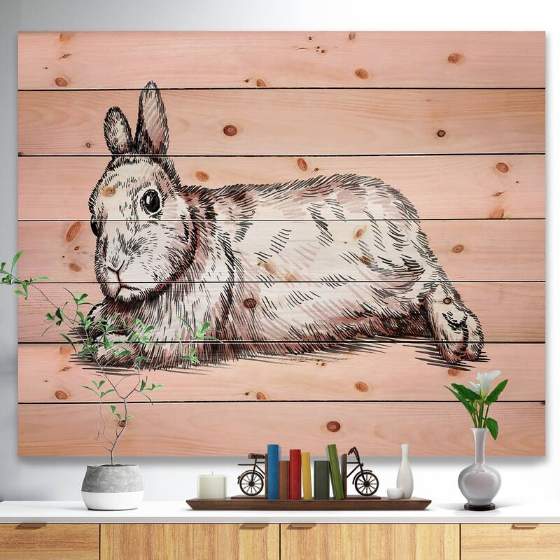 Designart 'Brush ink draw isolated rabbit illustration' Farmhouse ...