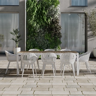 Amazonia Opus Aluminum and Wood Outdoor Patio Dining Set - Bed Bath ...