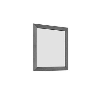 Transitional Style Wooden Frame Mirror with Grain Details, Gray - Bed ...