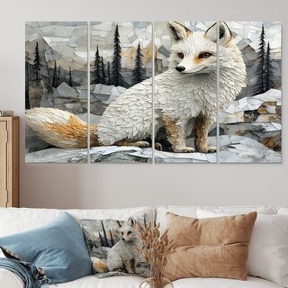 Designart - White Arctic Fox In The Yukon II - Wolf Extra Large Canvas ...