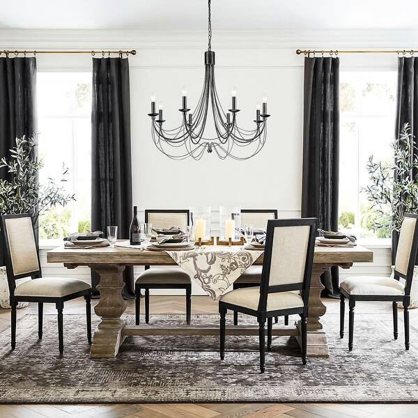 8-Light Traditional Rustic Linear Candle Chandelier for Dining Room ...