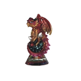 Q-Max 4.75"H Red Volcano Dragon Sitting on Grystal Glass Statue Fantasy ...