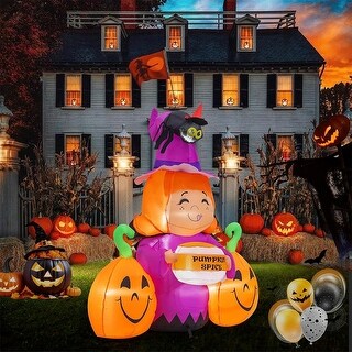 5ft Witch Pumpkin Halloween Inflatable Outdoor Decoration - Bed Bath ...
