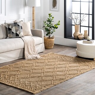 Brooklyn Rug Co Izara Checkered Jute Area Rug - Bed Bath & Beyond ...