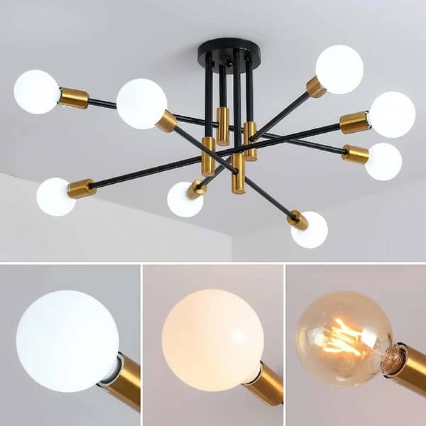 6/8-Light Mid-Century Modern Industrial Sputnik Semi-Flush Mount ...