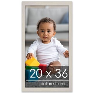 20x36 Traditional White Washed Complete Wood Picture Frame with UV ...