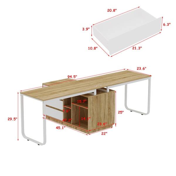2-Person Workspace Desk Computer Desk Student Desk Workstation - Bed ...