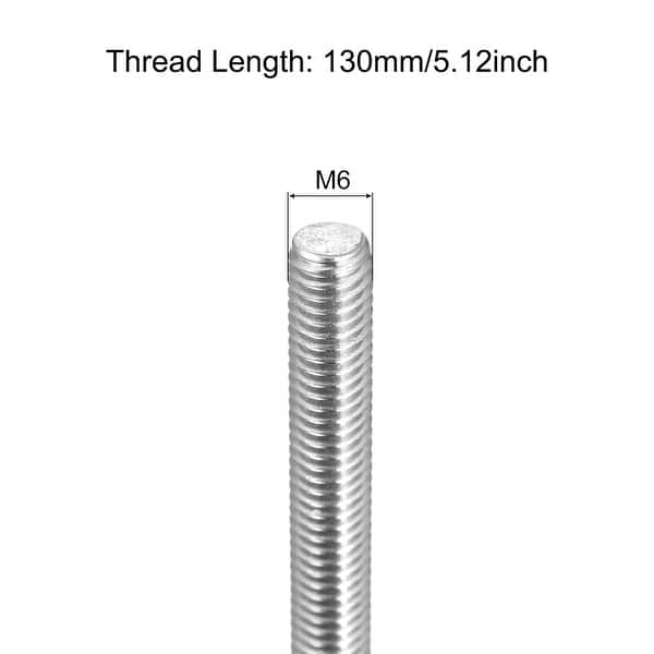 Fully Threaded Rod M6 x 130mm 1mm Pitch 304 Stainless Steel Right Hand ...