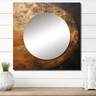 Designart "Bronze Moon Beam" Moon Wall Mirror - Fantasy Large Square ...