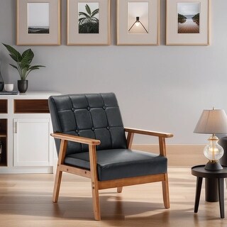Classic Style Accent Chair with Solid Wood Arm and Leg, Living Room ...