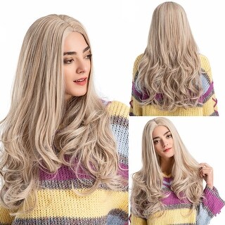 Fashion Wavy Light Blonde Long Curly Wig For Woman Wig Artificial Hair ...