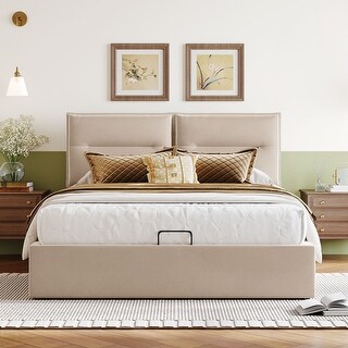 Solid & Sturdy Queen Size Upholstered Platform Bed - Bed Bath & Beyond ...