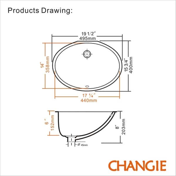 EPOWP Oval Undercounter Bathroom Ceramic Vanity Sink 17 x 14 inches ...