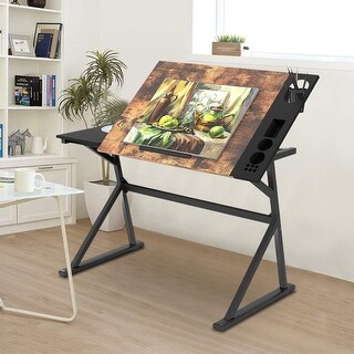 Drafting Drawing Table, Computer Desk, Tiltable Tabletop for Reading ...
