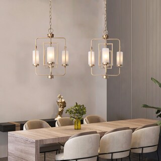 Siya Modern 5-Light Gold Linear Metal Chandelier with Frosted Glass for ...