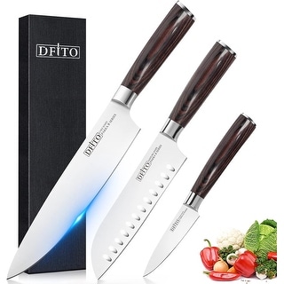 3-Piece Kitchen Knife Set with Wooden Block - Bed Bath & Beyond - 39253878