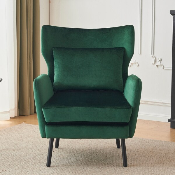 Wing Back Velvet Accent Chair Living Room Armchair Comfy Single Sofa Chair Reading Chair with Pillow for Reading Room Bed Bath Beyond 41685559