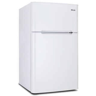Della 3.2 cu. Feet Double Door Compact Refrigerator Fridge and Freezer ...