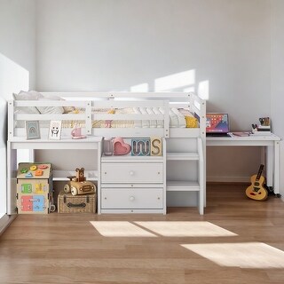 Full Size Muti-functional Loft Bed with Desk and Drawers - Bed Bath ...