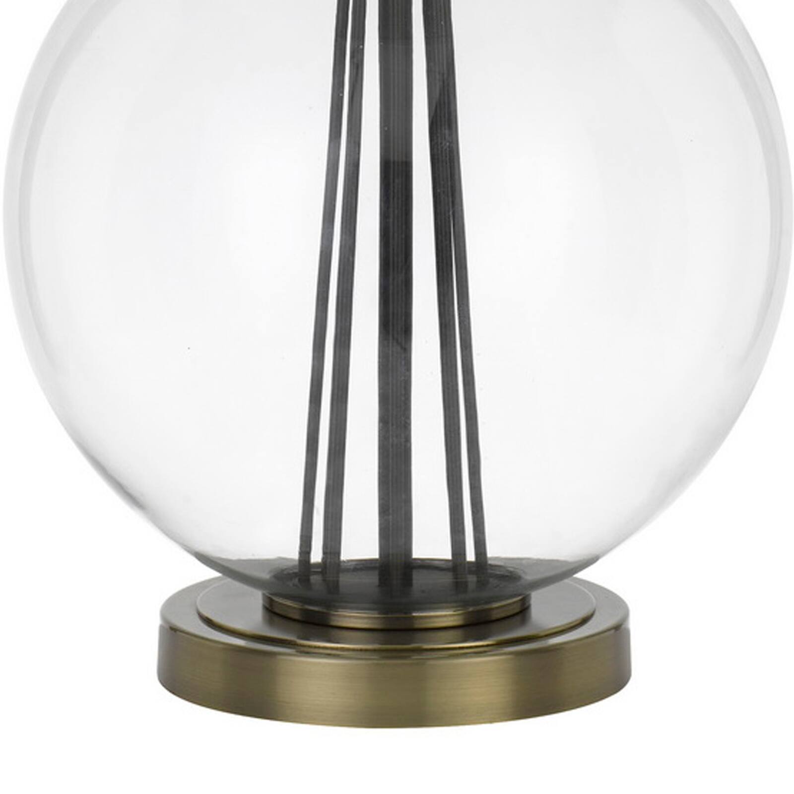 46 Inch Metal And Glass Globe Table Lamp, Dimmer, Brass Finish - On ...