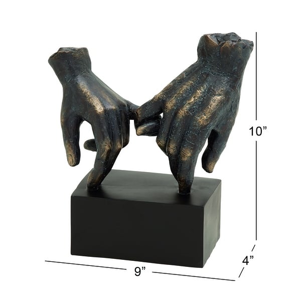 Black Polystone Weathered Patina Linked Hands Decorative Sculpture with ...