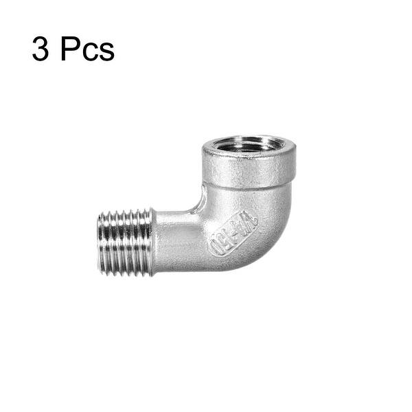 Stainless Steel 304 Pipe Fitting Elbow 1/4BSPT Female x 1/4BSPT Male 3pcs - Silver Tone - Bed ...